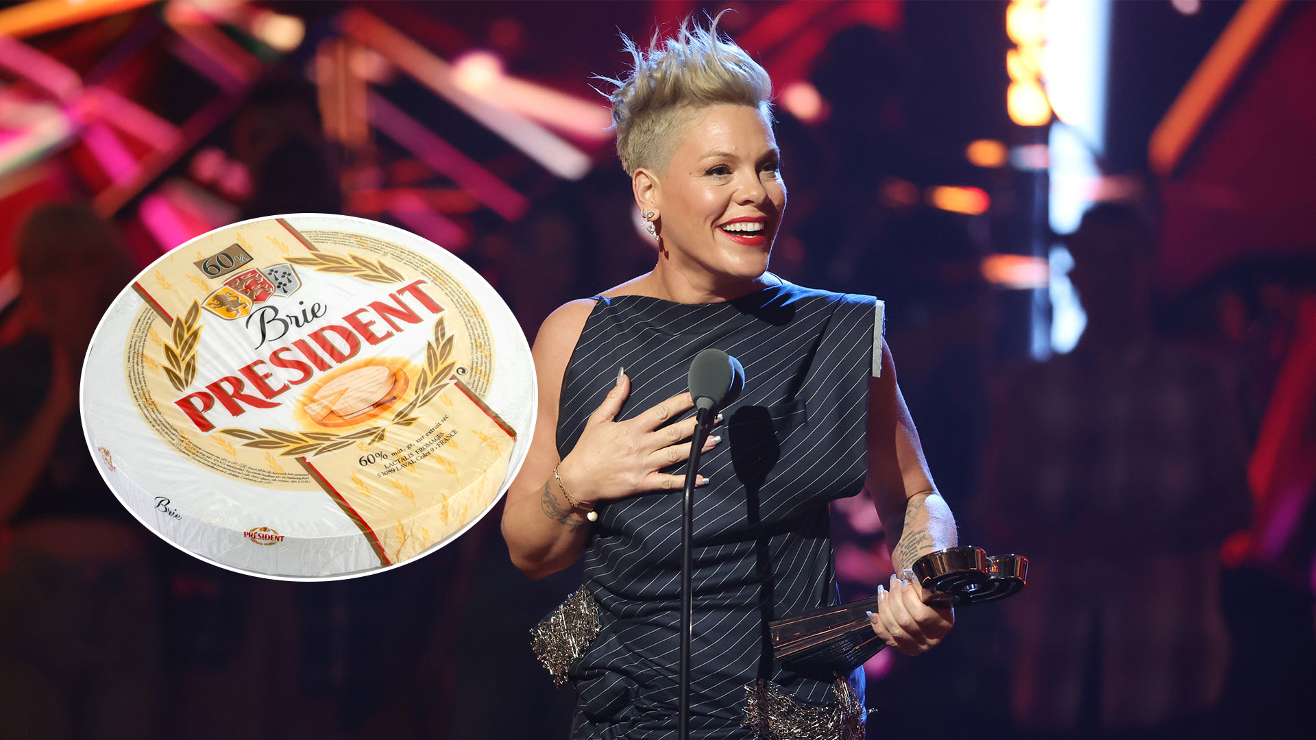 More Bizarre Gifts For Pink As Fans Throw Wheel Of Brie On Stage